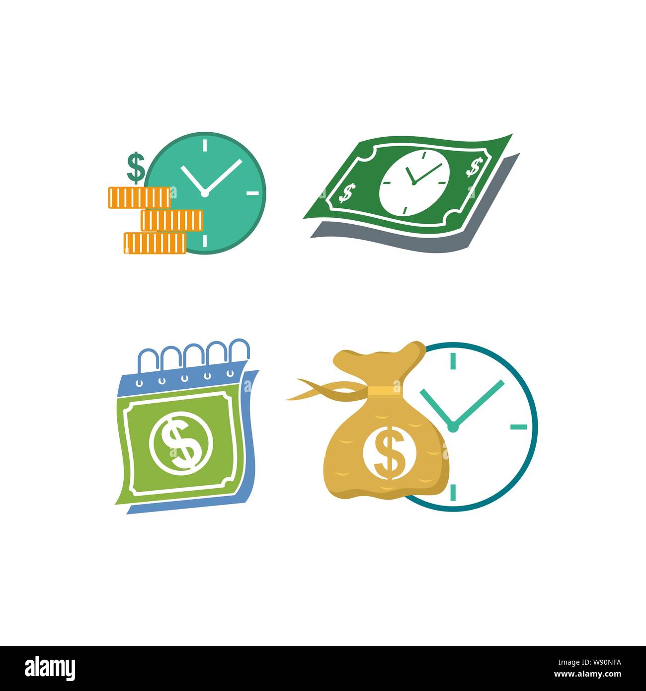 Calendar with payday calculator concept vector isolated illustration ...