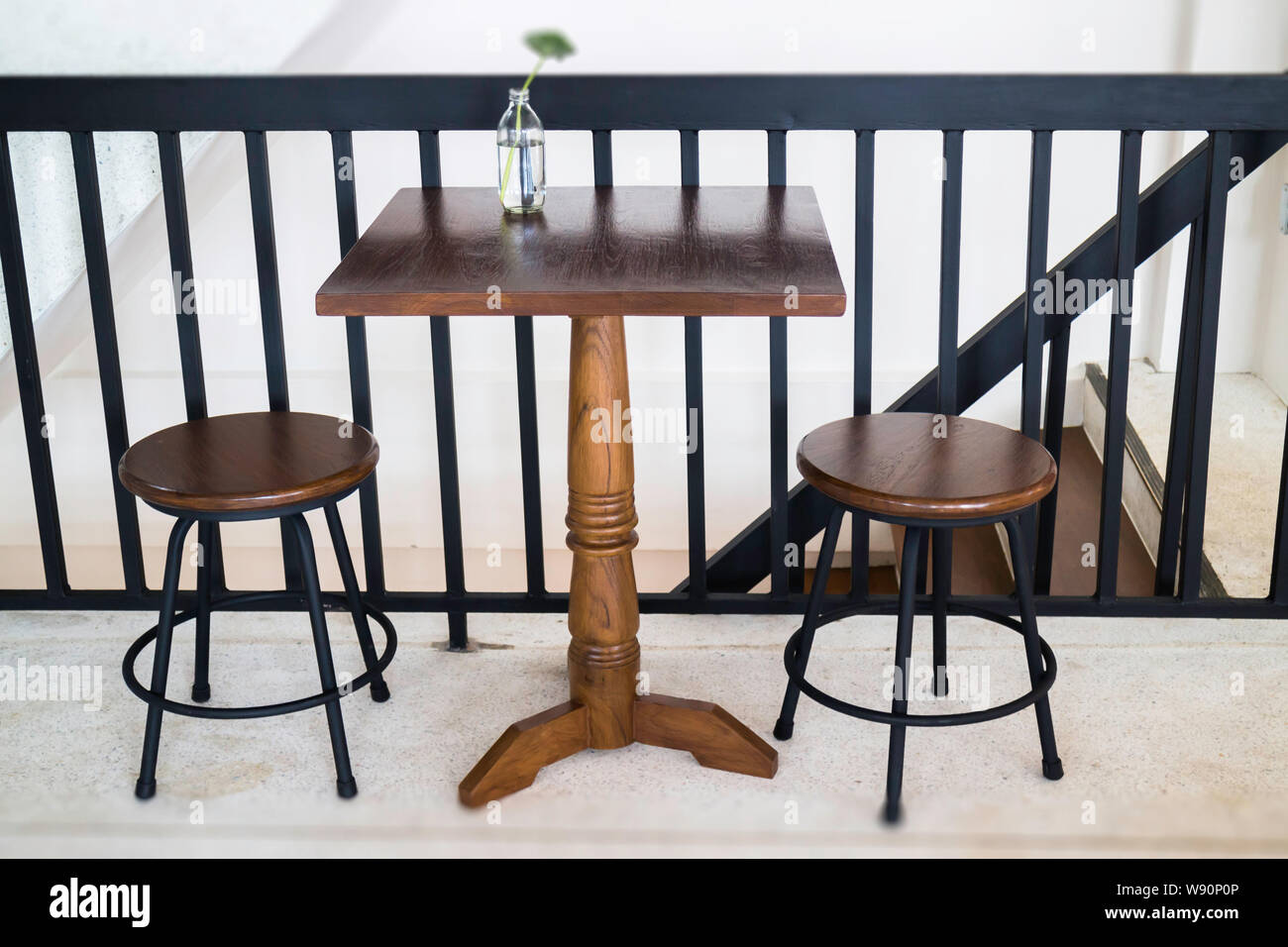 Wooden stool seat and table, stock photo Stock Photo - Alamy