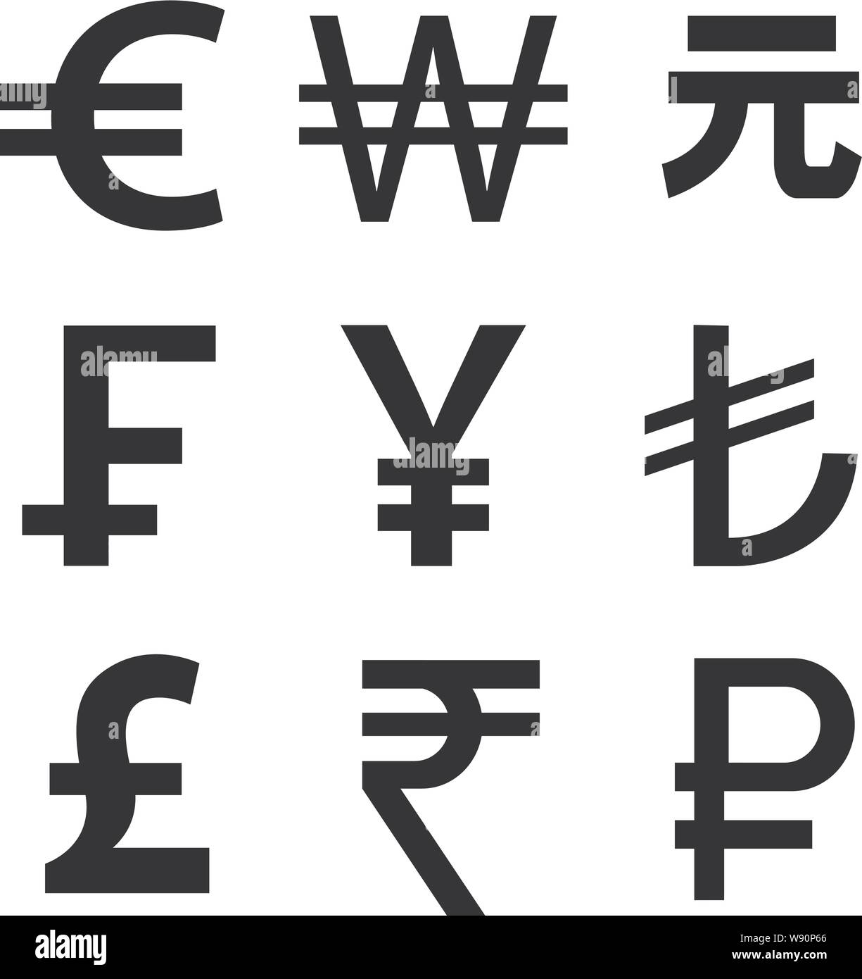 Currency icon set. Money sign. Vector illustration. on white background ...