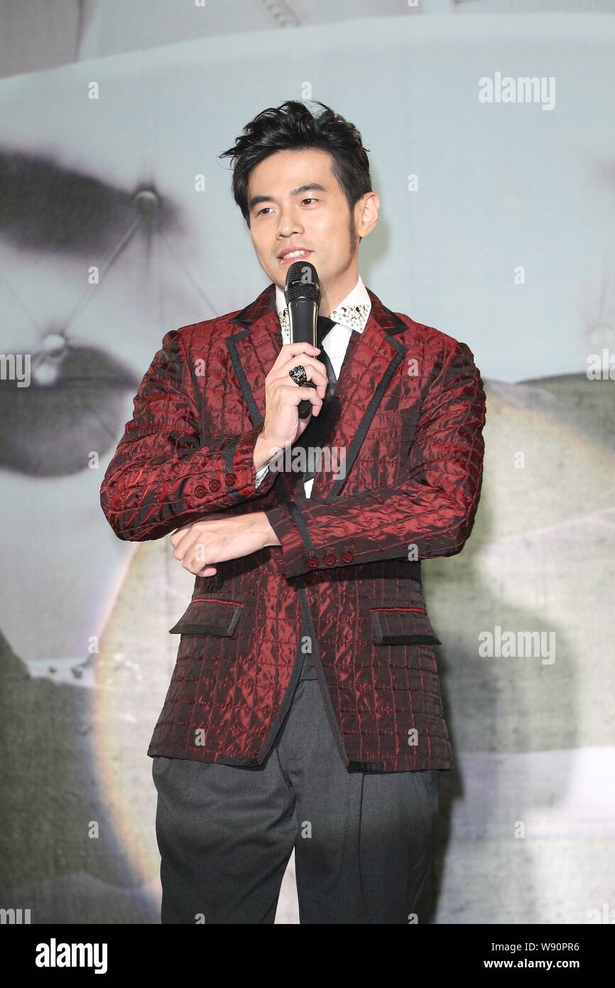 Taiwanese singer Jay Chou attends a press conference for his new album ...