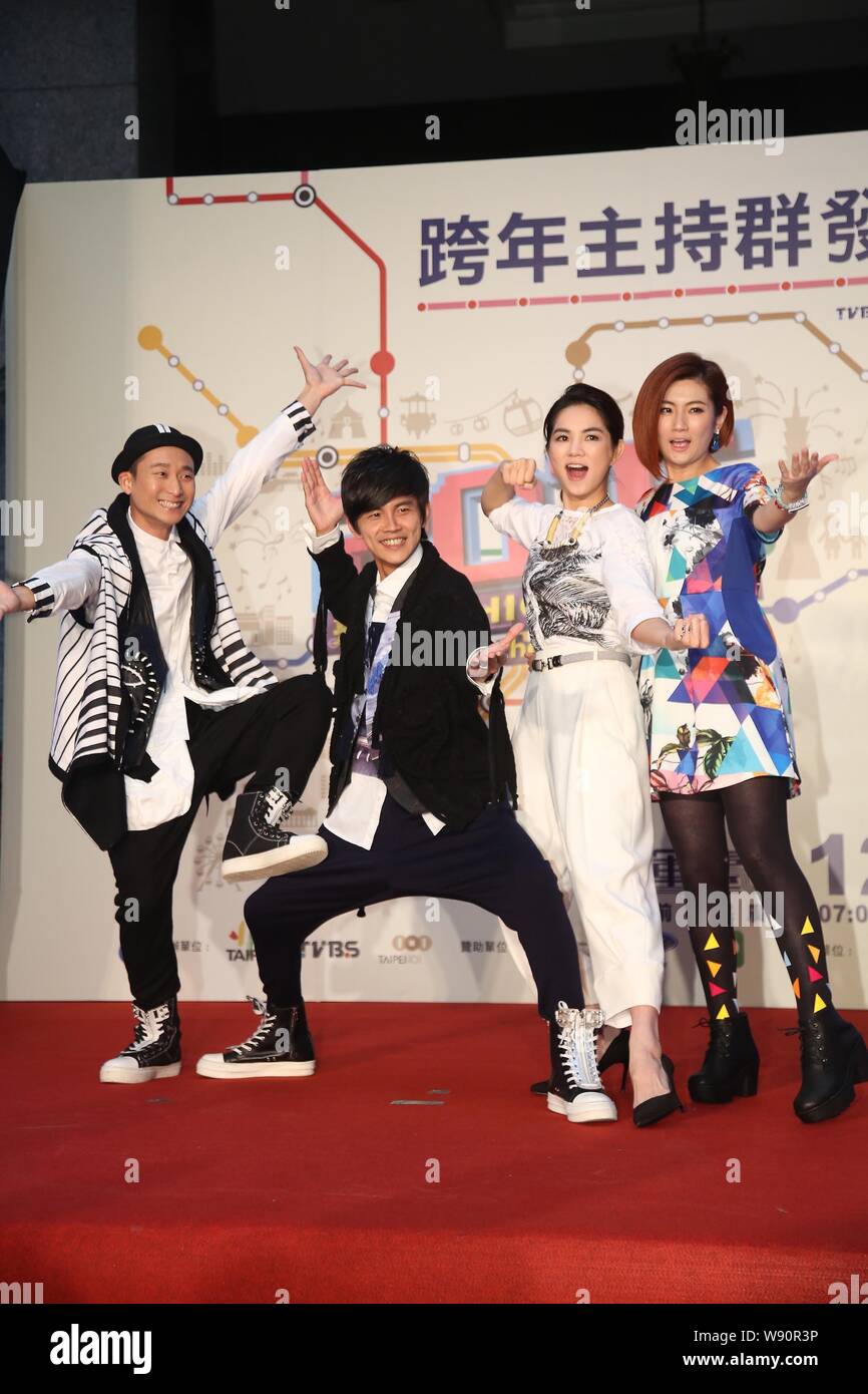 Ella Chen, second right, and Selina Jen, right, of Taiwanese girl group ...