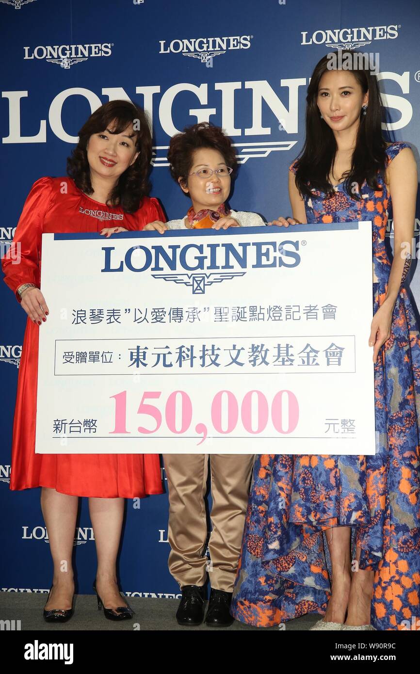 Taiwanese model and actress Lin Chi-ling, right, poses during a press ...