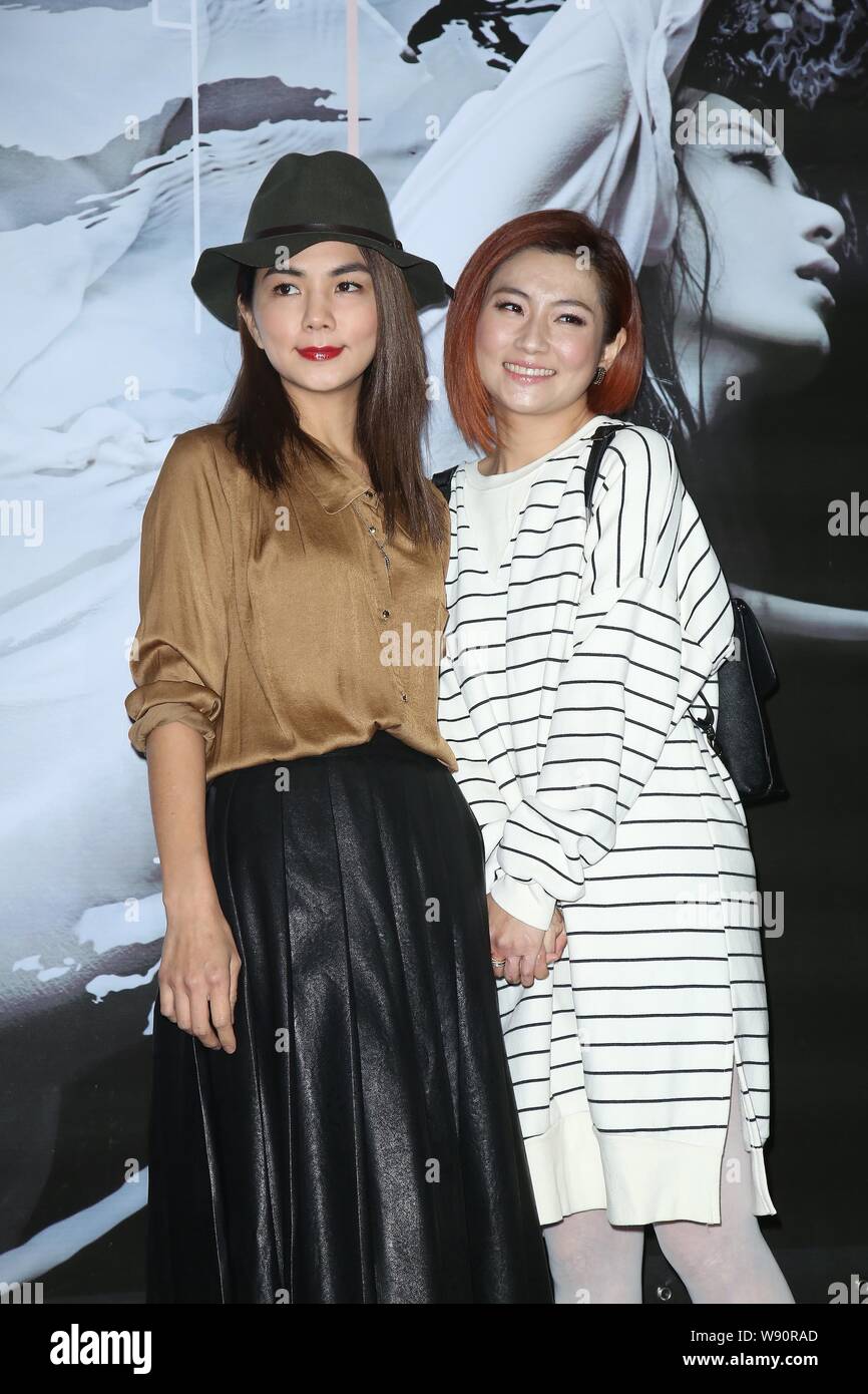 Ella Chen, left, and Selina Jen of Taiwanese girl group S.H.E pose as ...
