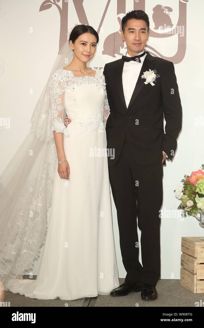Chinese actress Gao Yuanyuan, left, and her Taiwanese actor husband ...