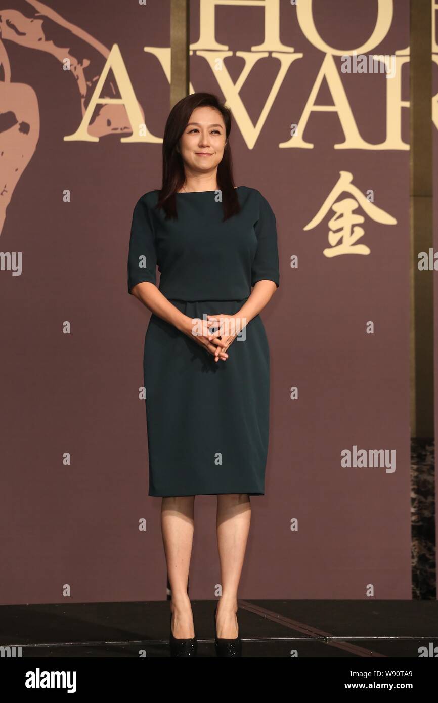 Taiwanese singer and TV hostess Kay Huang poses at a press conference ...
