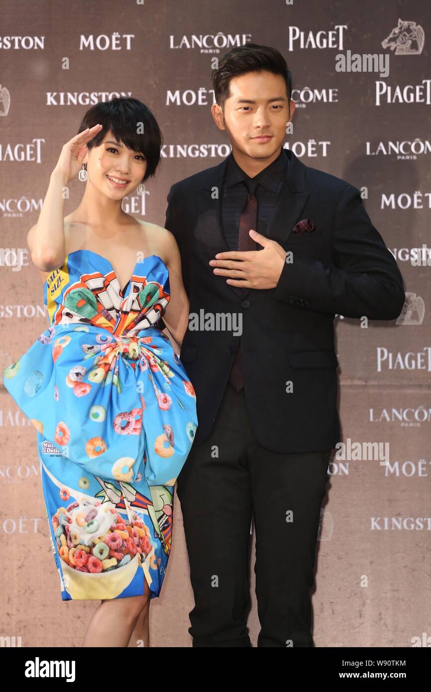 Taiwanese actor Chris Wang, right, and actress Rainie Yang, the leading ...