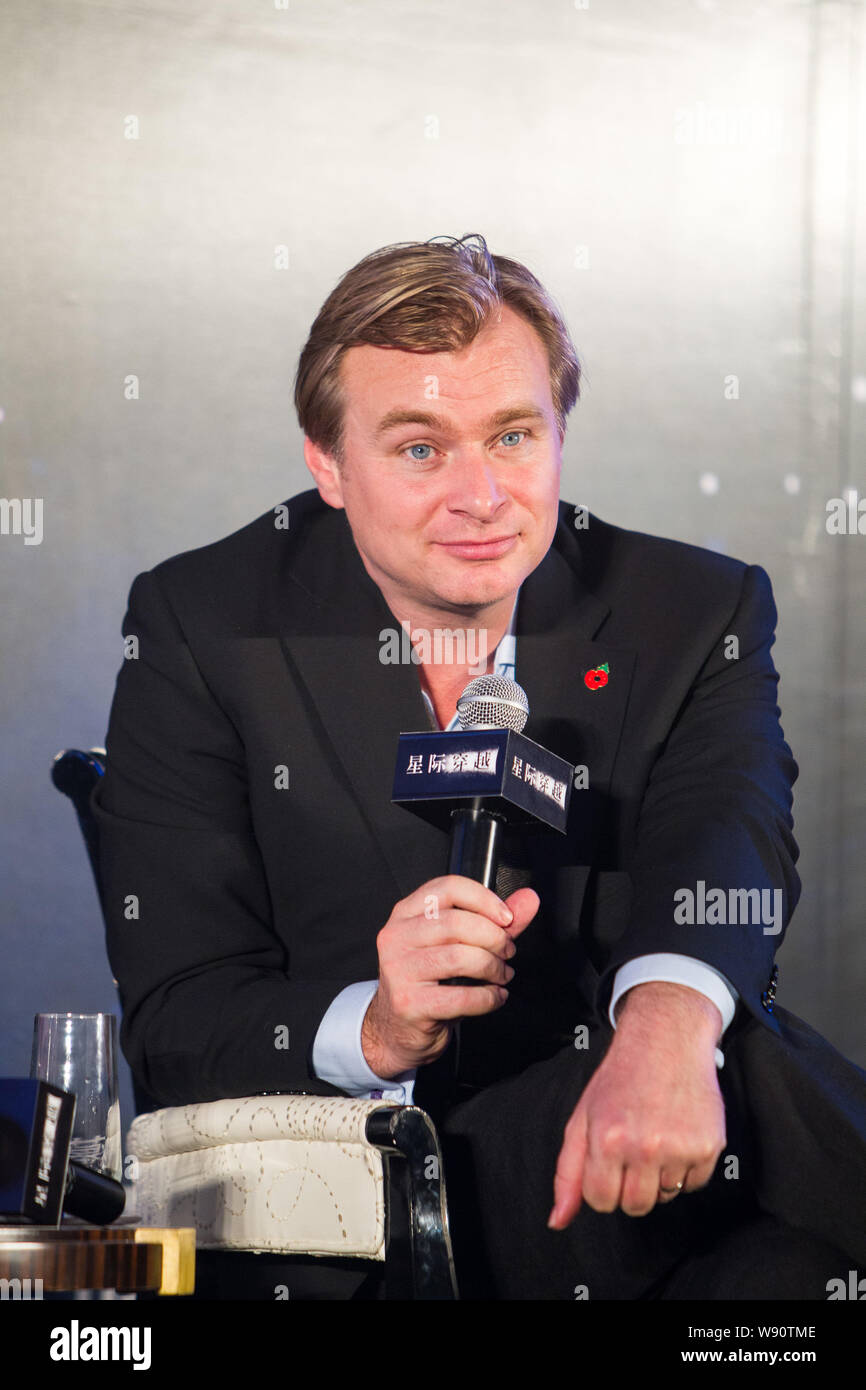 British film director Christopher Nolan attends a press conference for ...