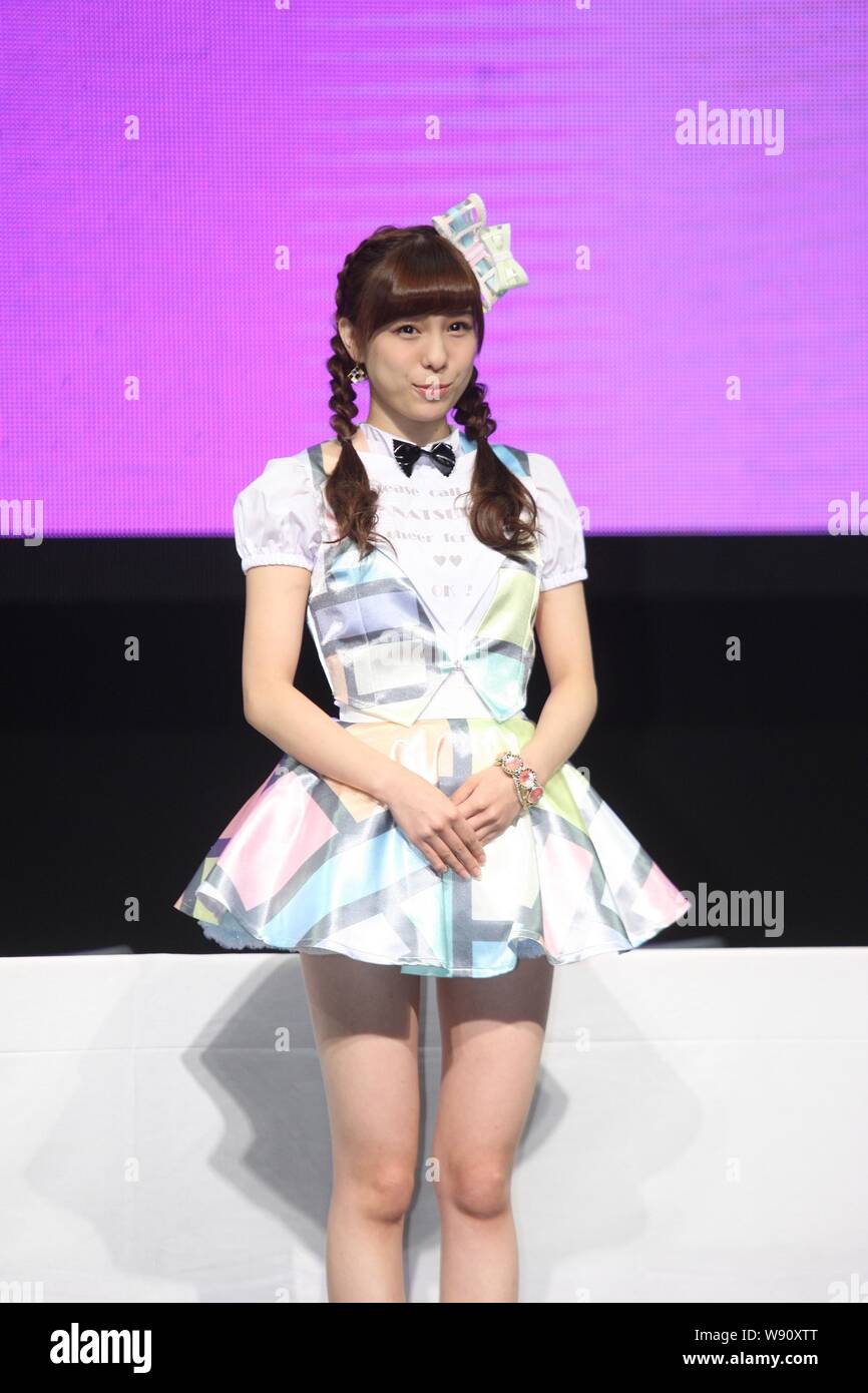Natsuki Kojima of Japanese idol group AKB48 poses at a press conference for "Challenge for Asia ...