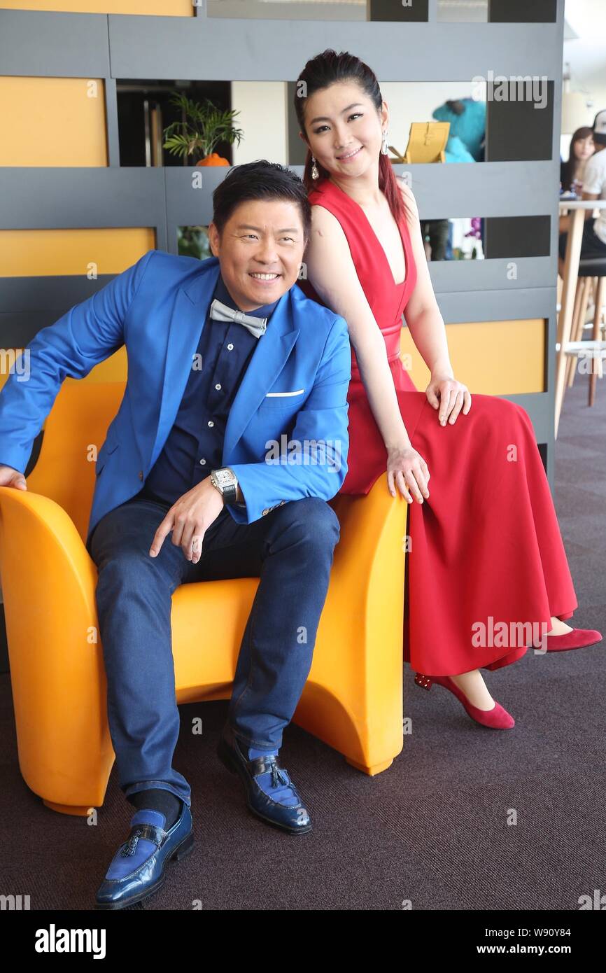 Taiwanese actor and host Sam Tseng, left, and singer Selina Jen of Taiwanese girl group S.H.E ...