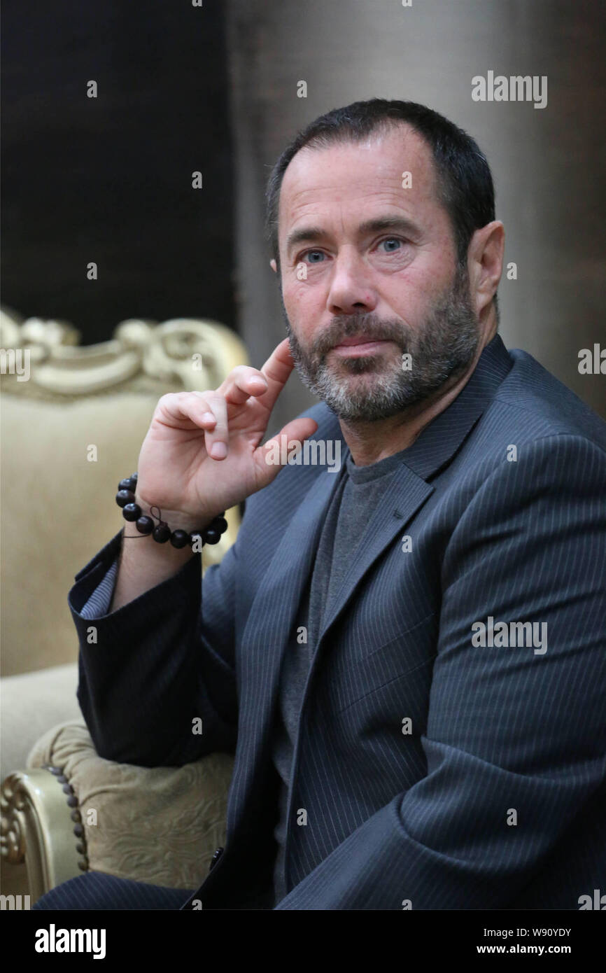 American director Nick Powell poses after a press conference for his ...