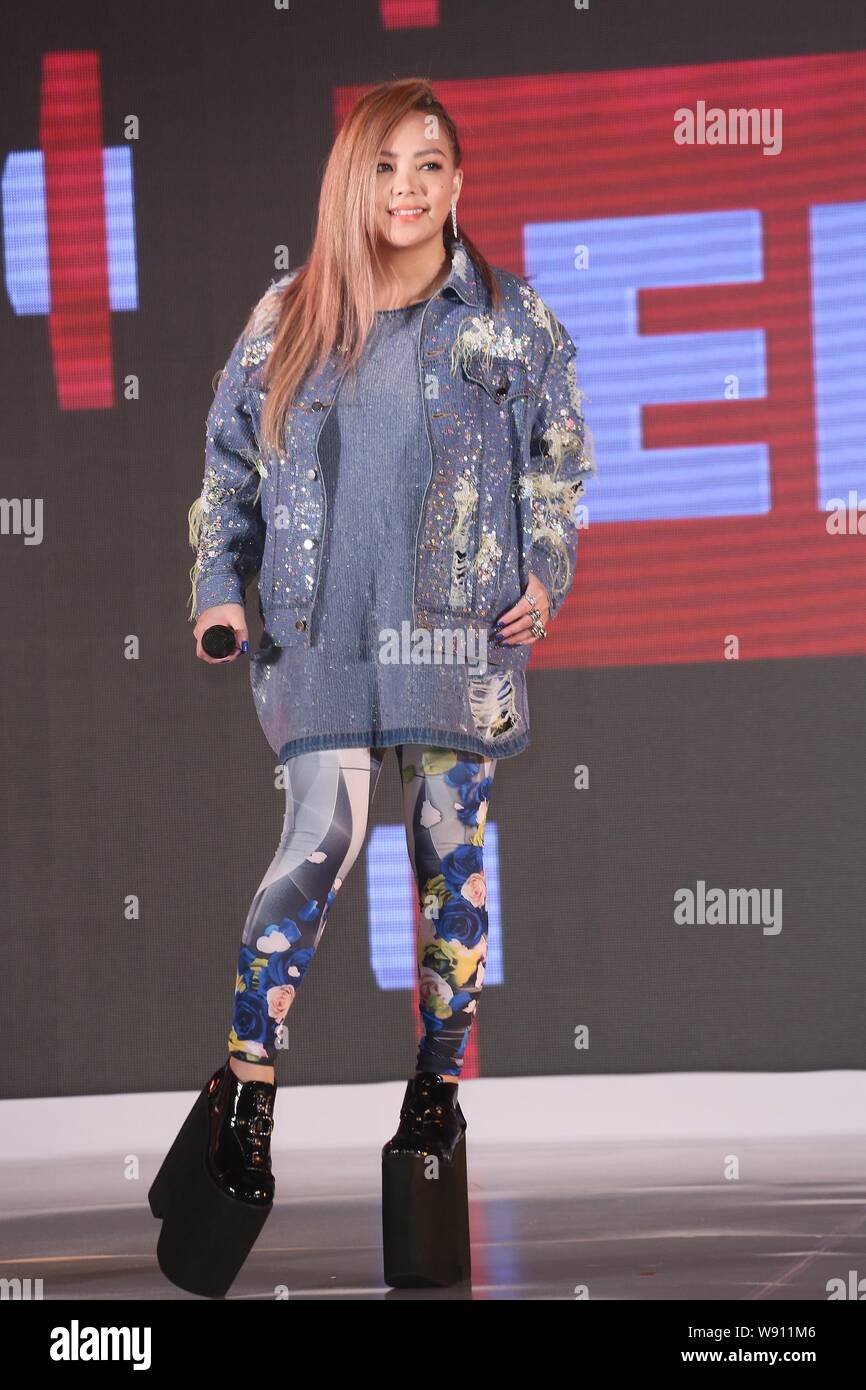 Taiwanese singer A-Mei poses during a press conference for joining EMI ...