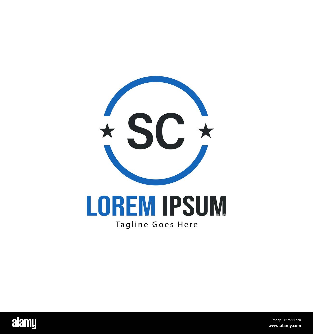 Initial SC logo template with modern frame. Minimalist SC letter logo ...