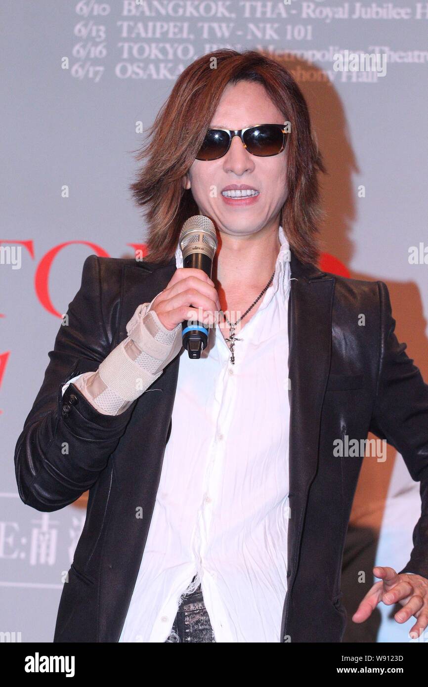 Yoshiki of Japanese heavy metal band X Japan speaks at a press ...