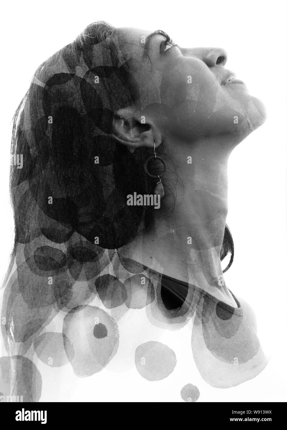 Portrait photography blends in with original artwork Stock Photo - Alamy