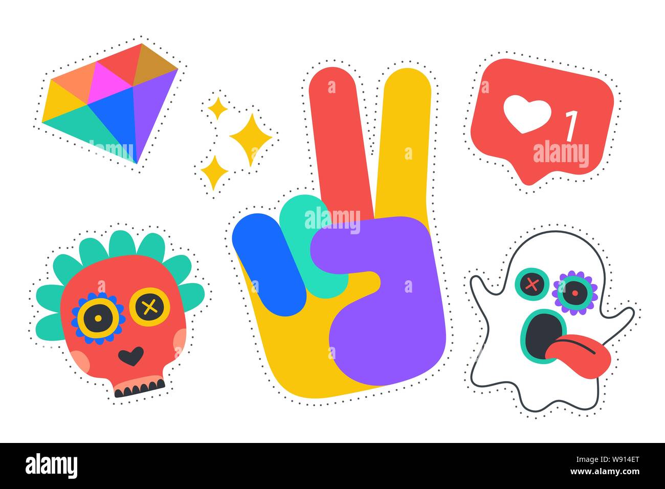 Fun Stickers. Colorful fun stickers. Design cartoon stickers Stock ...