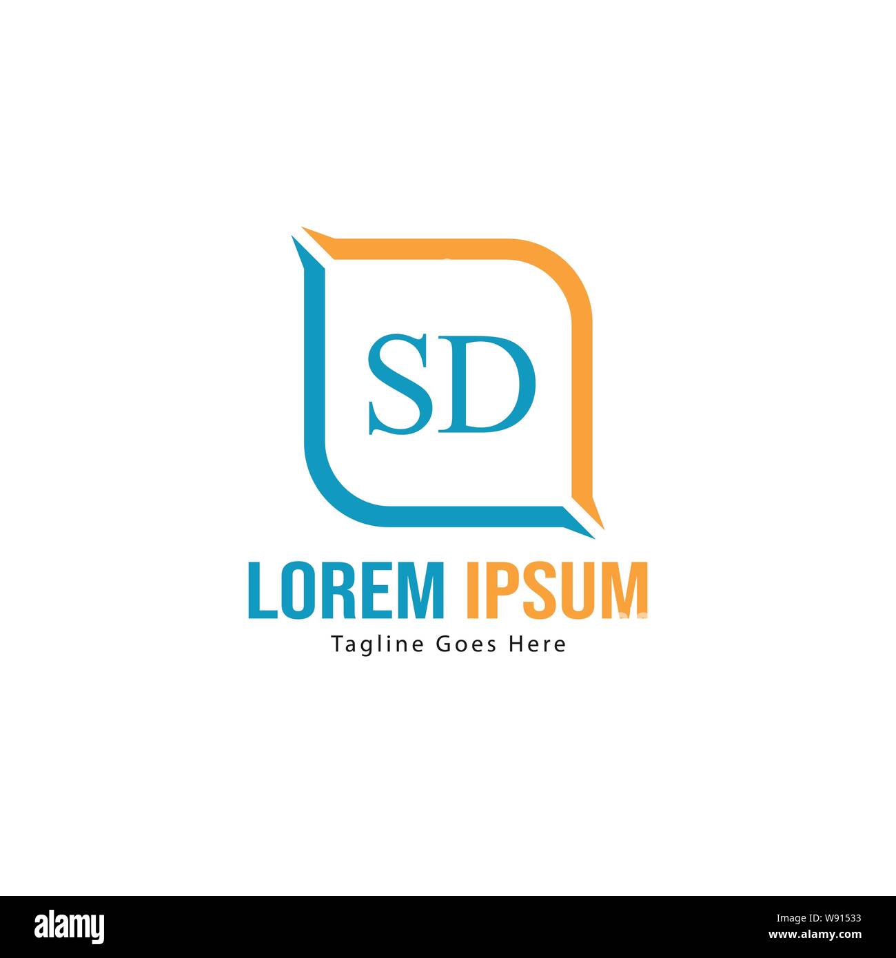 Initial SD logo template with modern frame. Minimalist SD letter logo ...