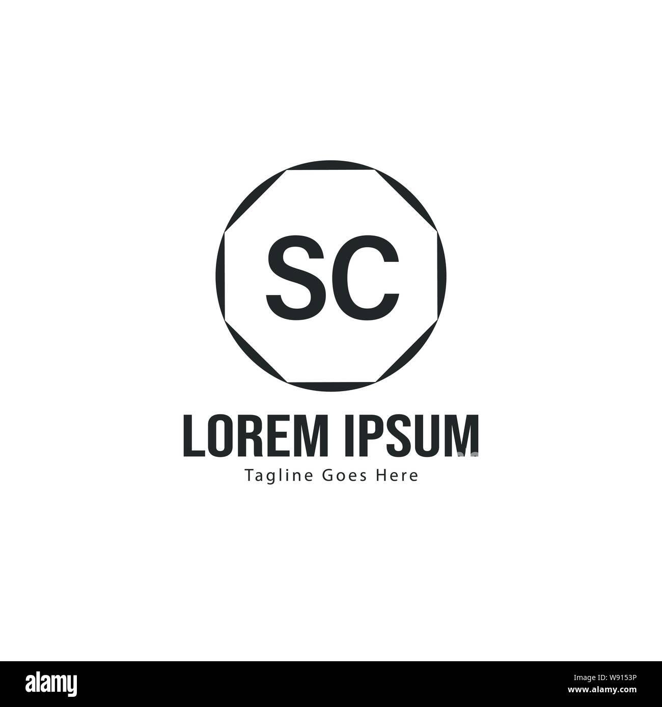 Initial SC logo template with modern frame. Minimalist SC letter logo ...