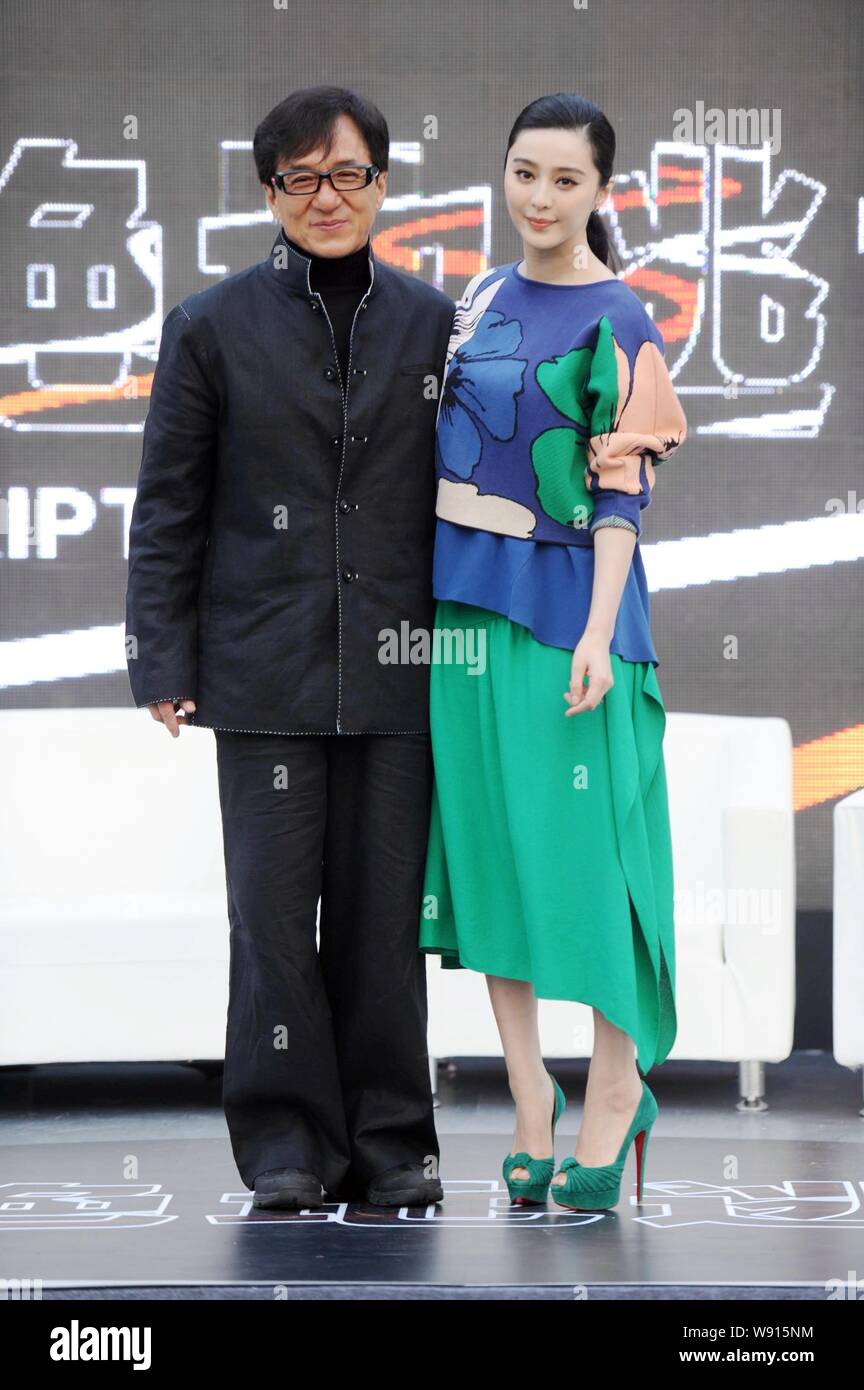 Hong Kong kungfu superstar Jackie Chan, left, and Chinese actress Fan ...