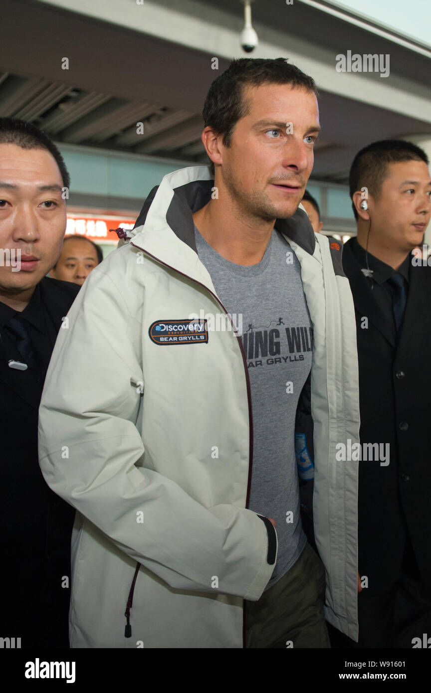 British adventurer Edward Michael Grylls, center, also known as Bear ...