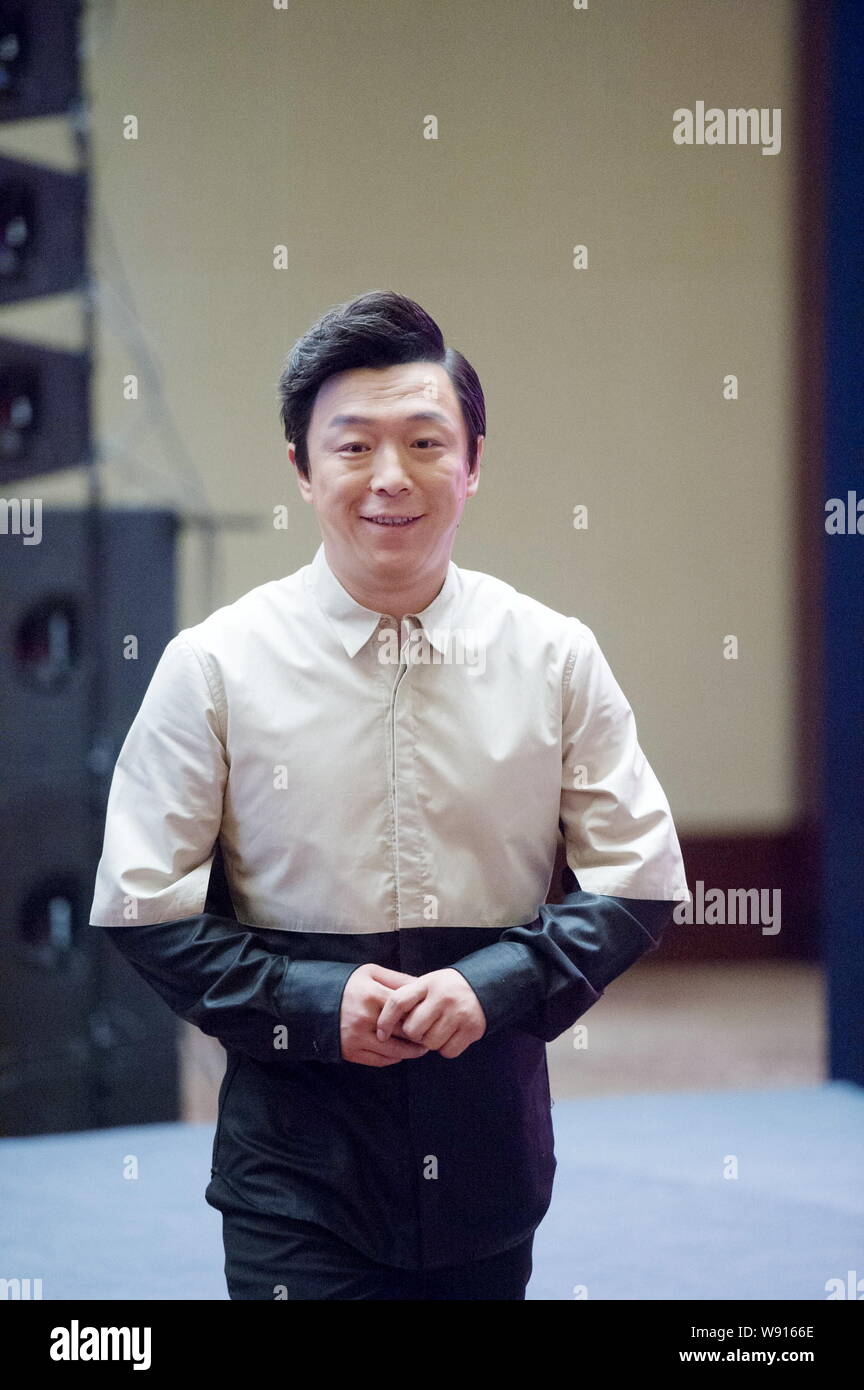 Chinese actor Huang Bo poses at a press conference for his new movie ...