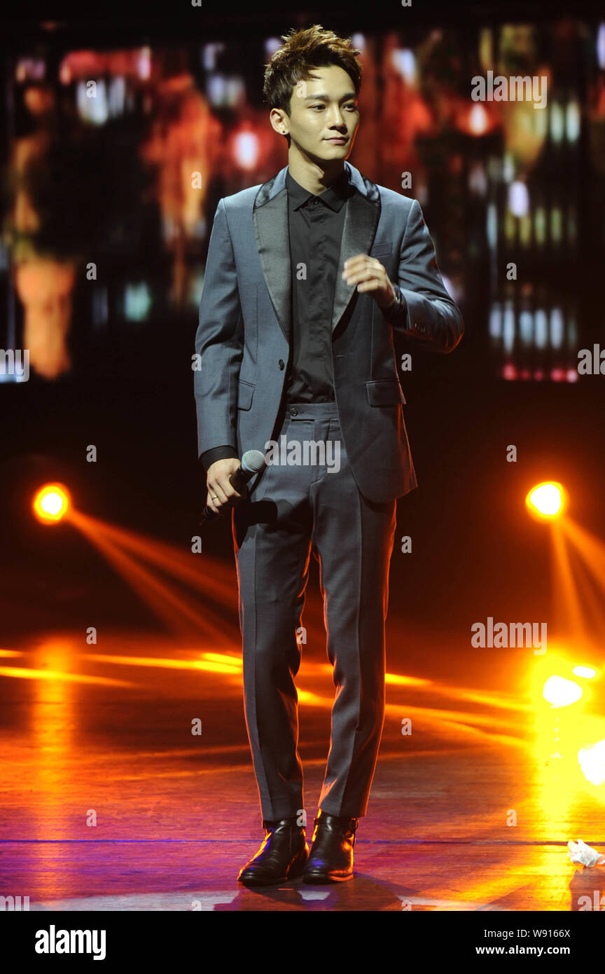 Chen of South Korean-Chinese boy group EXO performs during the mini ...