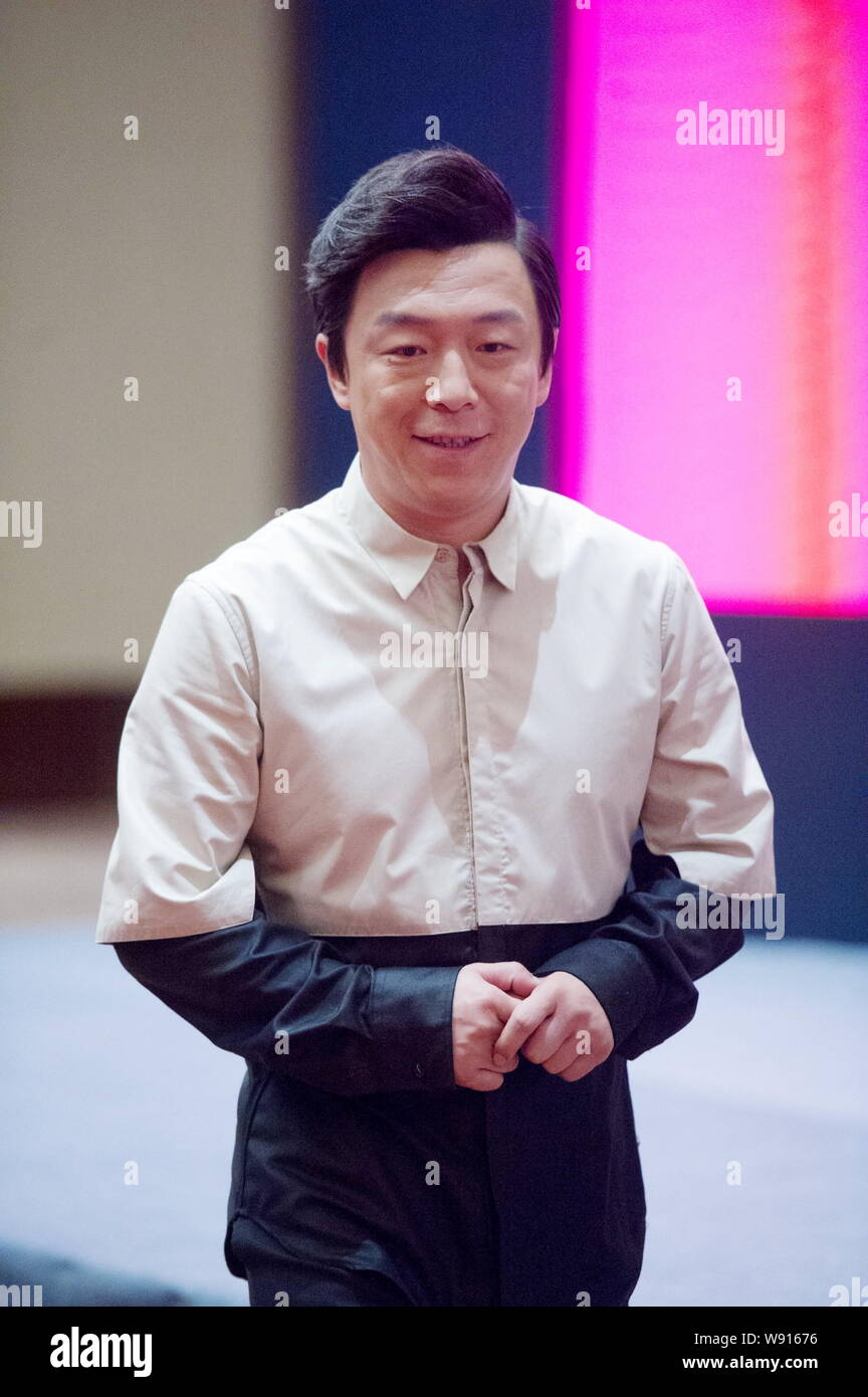 Chinese actor Huang Bo poses at a press conference for his new movie ...