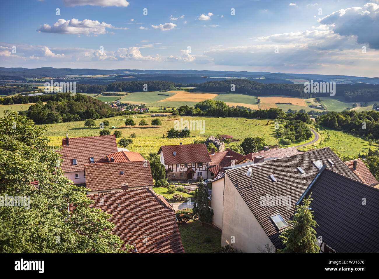 Typical landscape of Hassberge county near Altenstein, Bavaria, Germany ...
