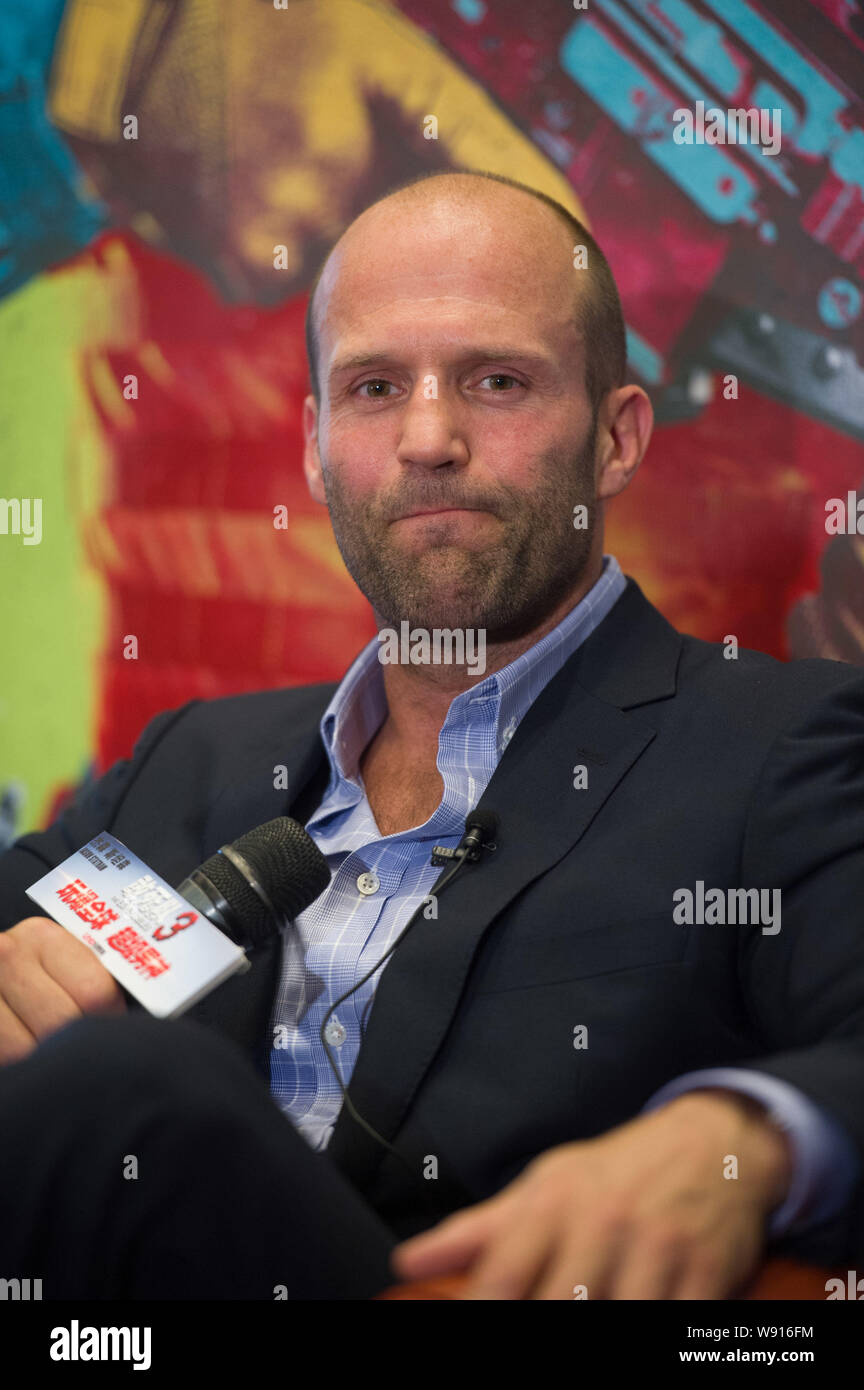 British actor Jason Statham attends a press conference for his new ...