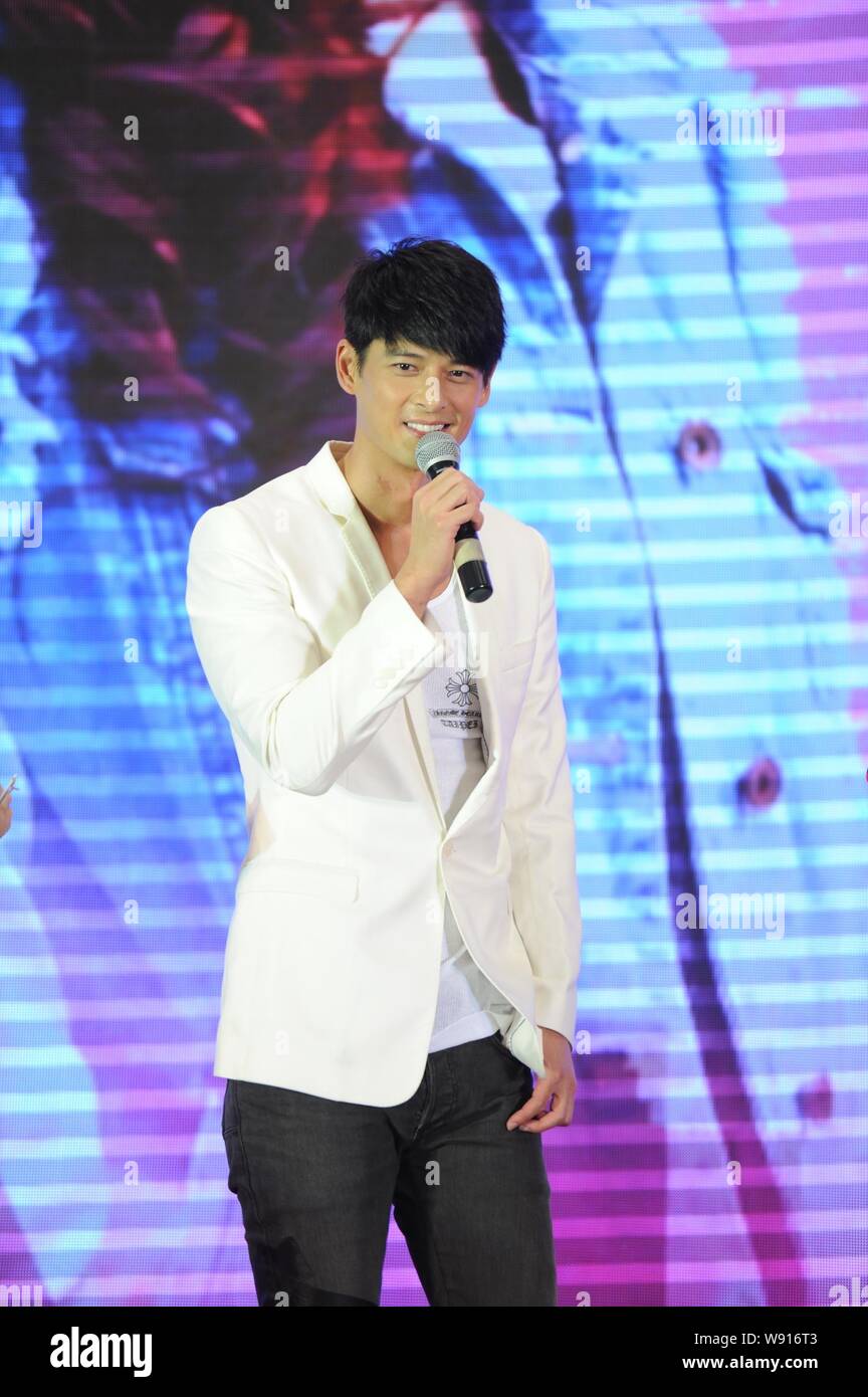 Taiwanese model and actor Dylan Kuo speaks at the premiere for his new ...