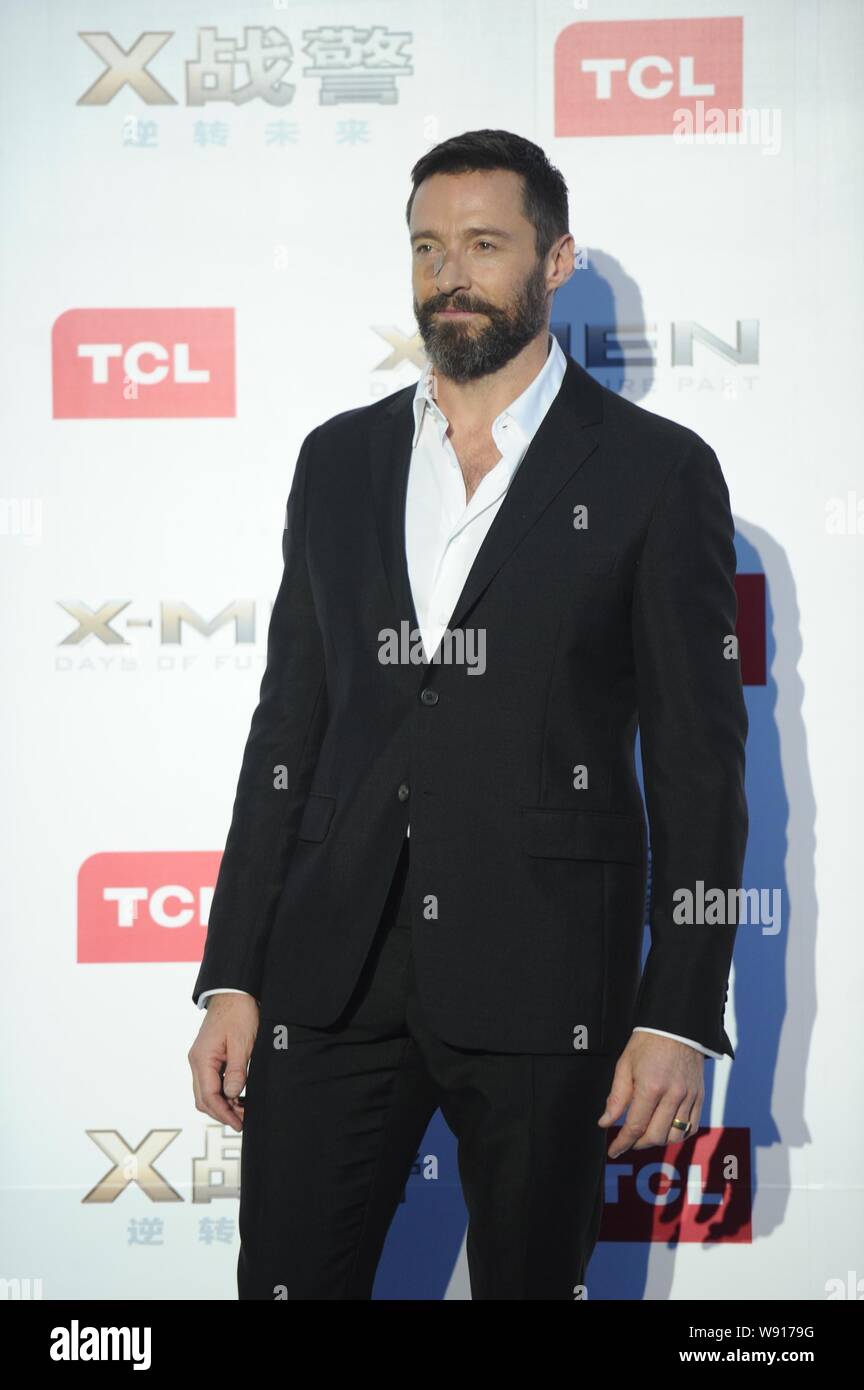 Australian actor Hugh Jackman poses during a premiere for his new movie ...