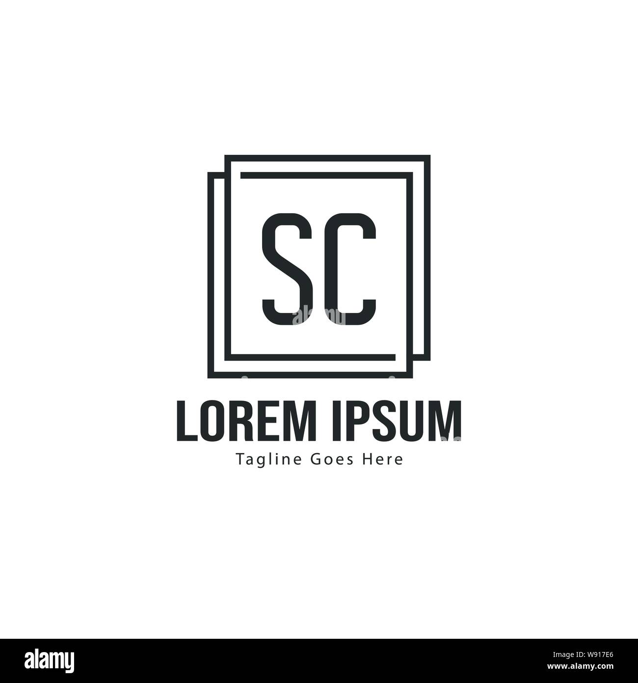 Initial SC logo template with modern frame. Minimalist SC letter logo ...