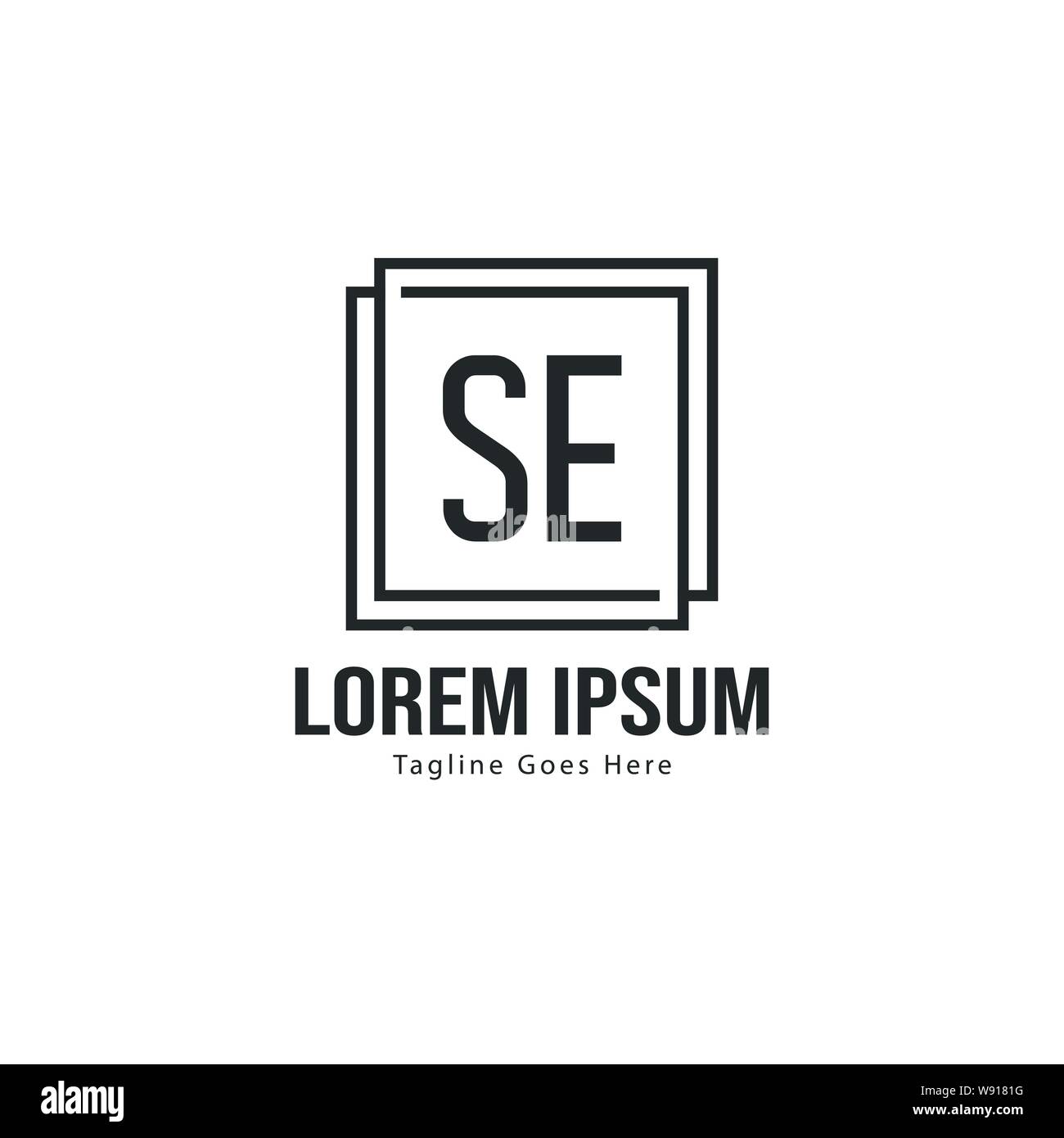 Initial SE logo template with modern frame. Minimalist SE letter logo ...