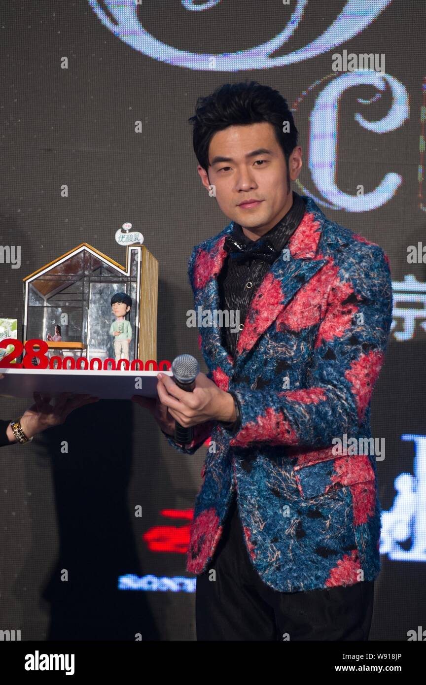 Taiwanese singer Jay Chou poses during a press conference for his new ...