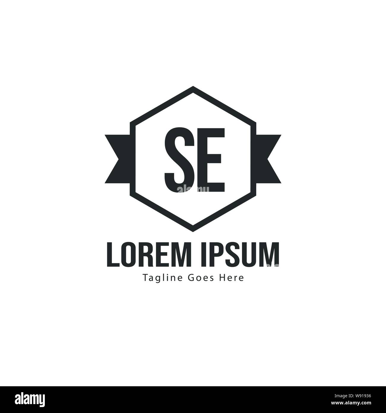 Initial SE logo template with modern frame. Minimalist SE letter logo ...