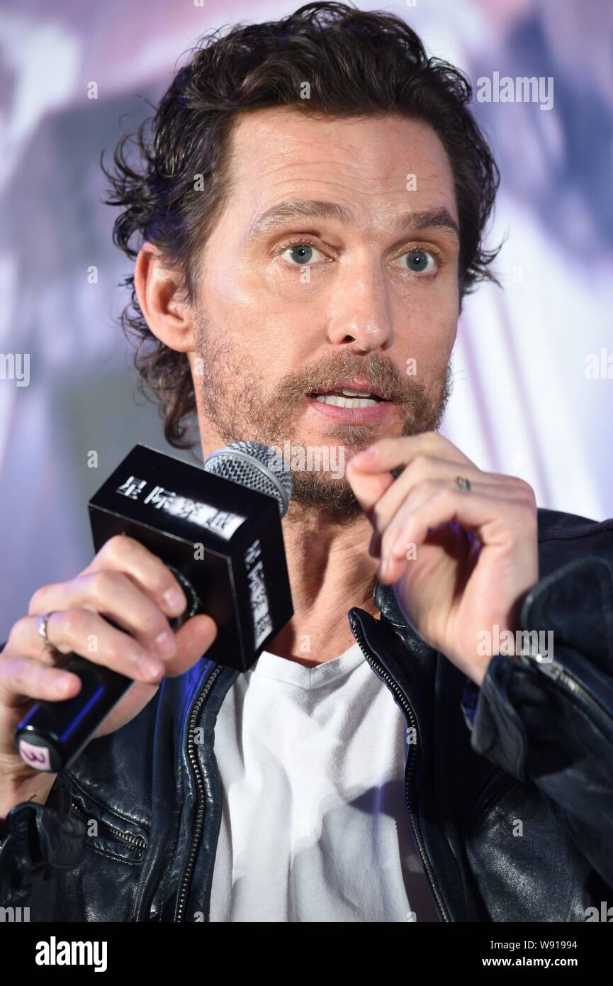 American actor Matthew McConaughey speaks during a press conference for ...
