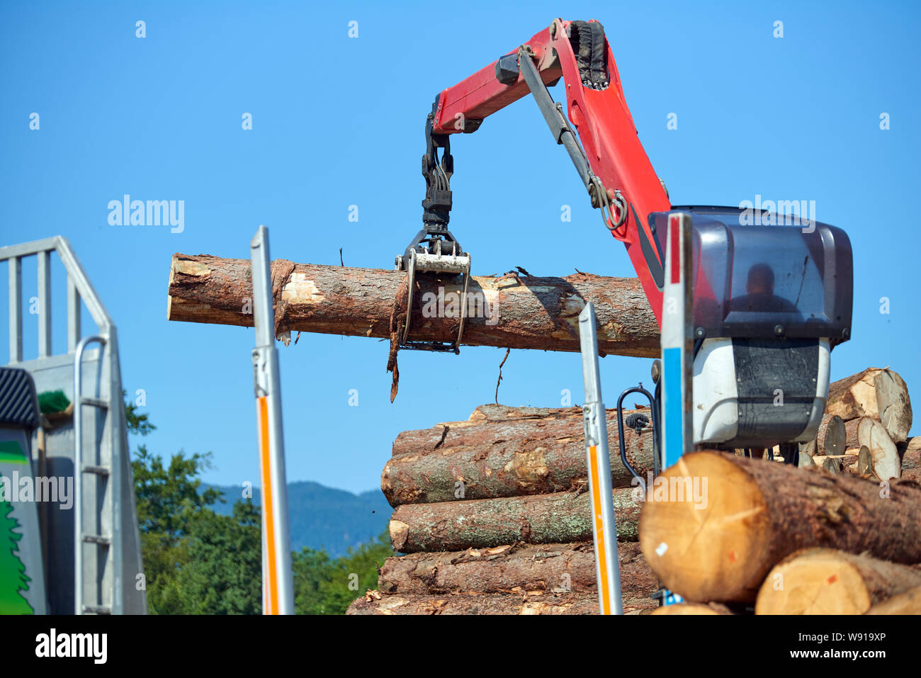 Crane lifting timber hi-res stock photography and images - Alamy