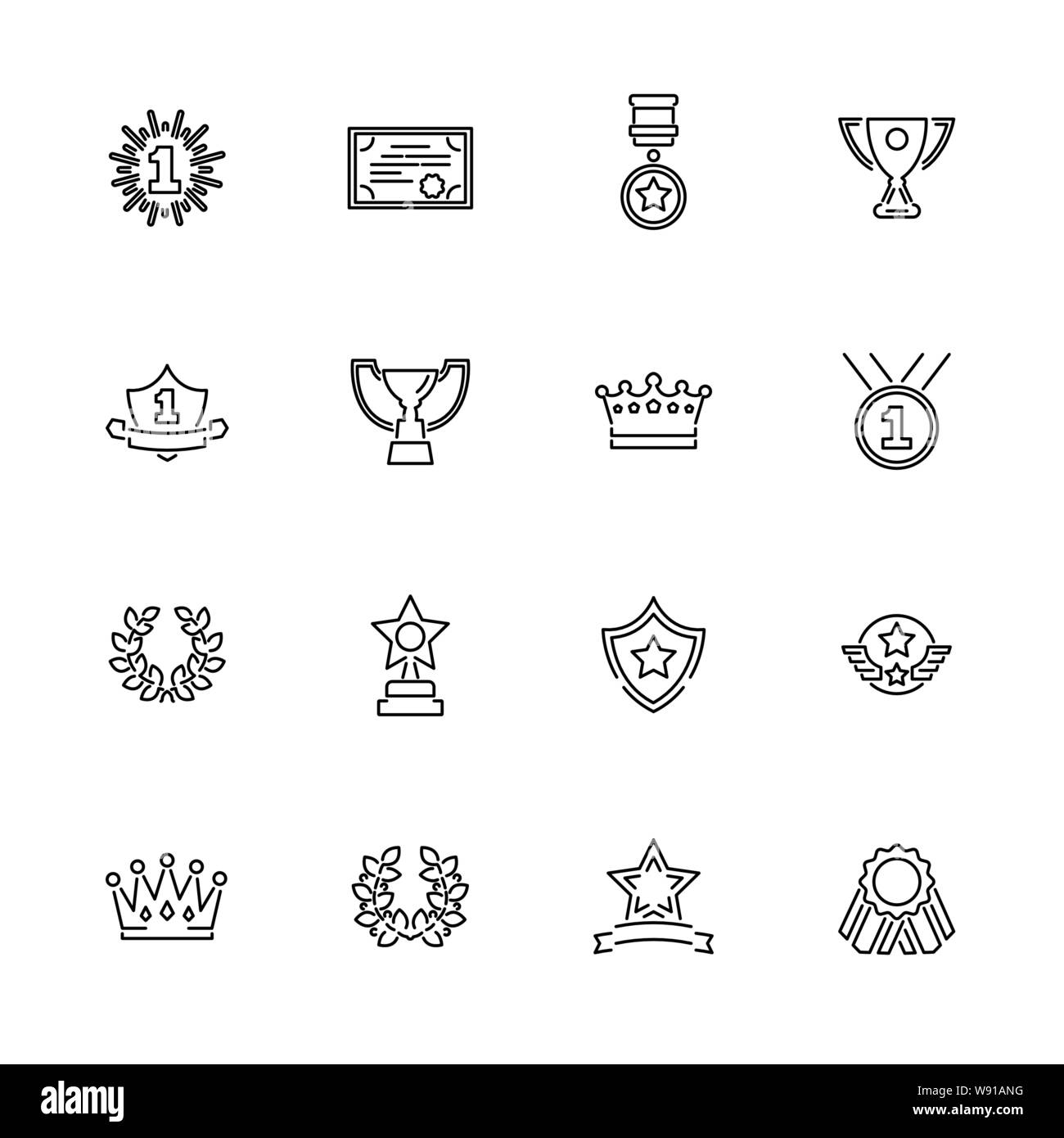 Awards icons set - Black symbol on white background. Money and Finance ...