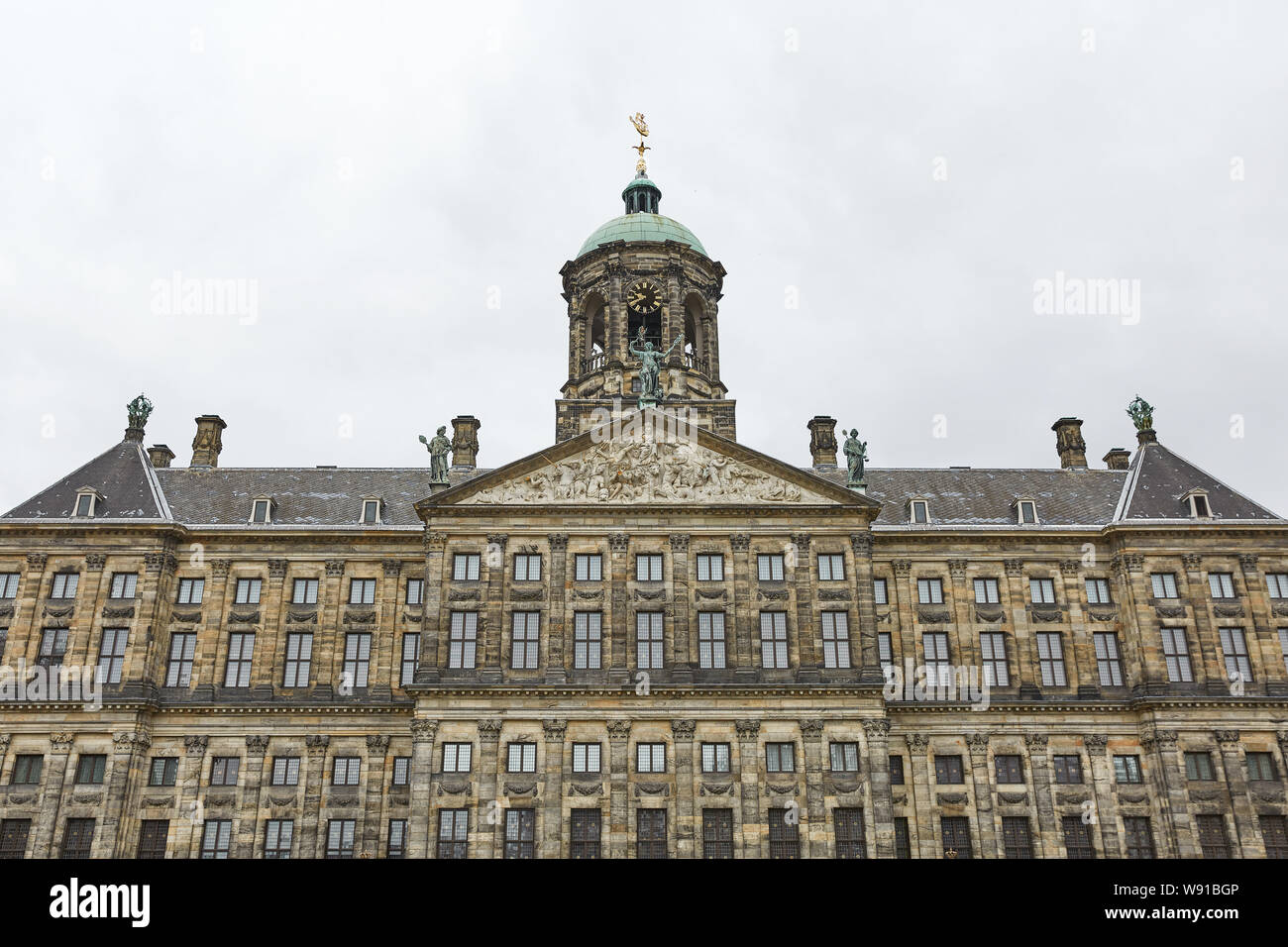The Royal Palace on Dam Square in Amsterdam Netherlands. Built as city ...