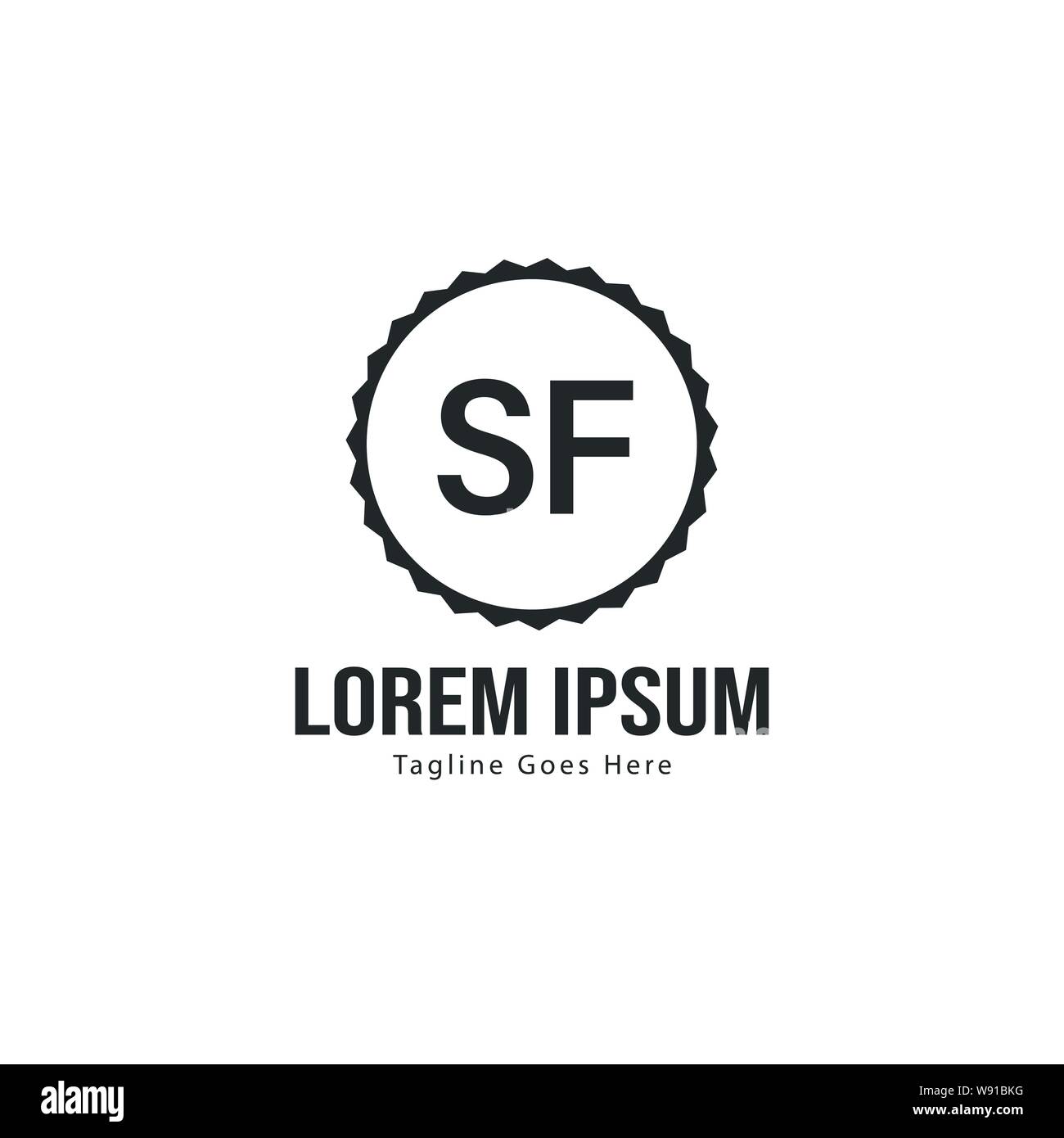 Initial SF logo template with modern frame. Minimalist SF letter logo vector illustration design ...