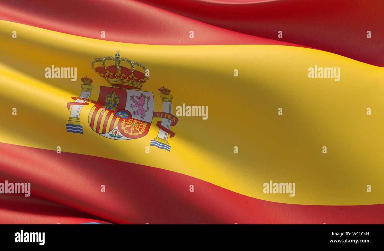 High resolution close-up flag of Spain. 3D illustration Stock Photo - Alamy