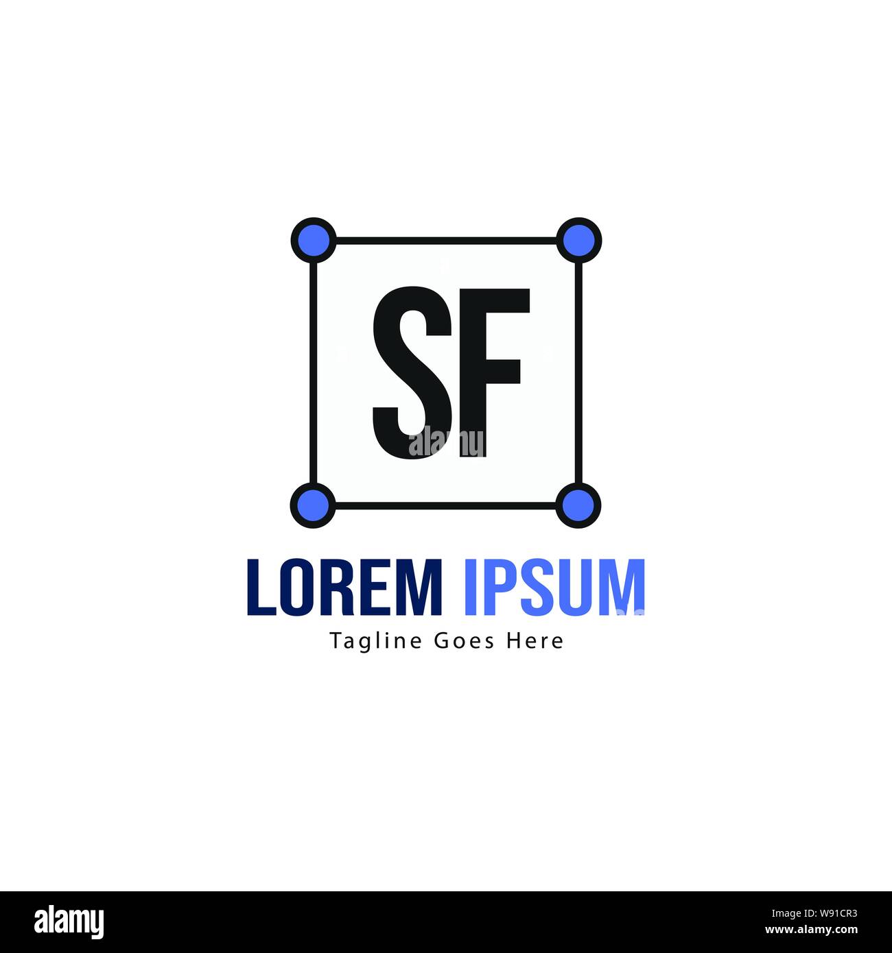 Initial SF logo template with modern frame. Minimalist SF letter logo ...
