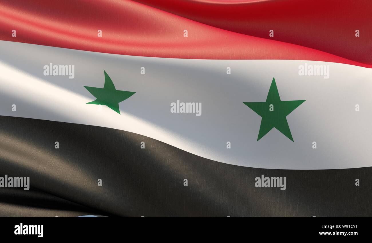 High resolution close-up flag of Syria. 3D illustration Stock Photo - Alamy