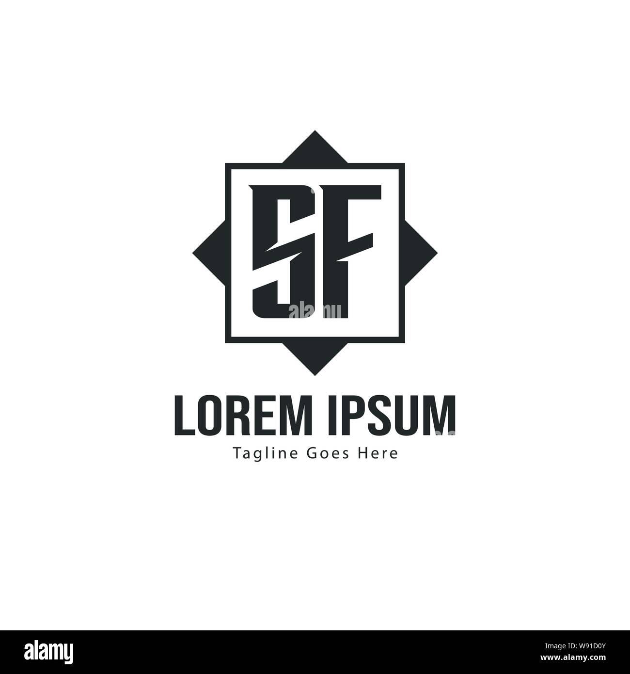 Initial SF logo template with modern frame. Minimalist SF letter logo ...
