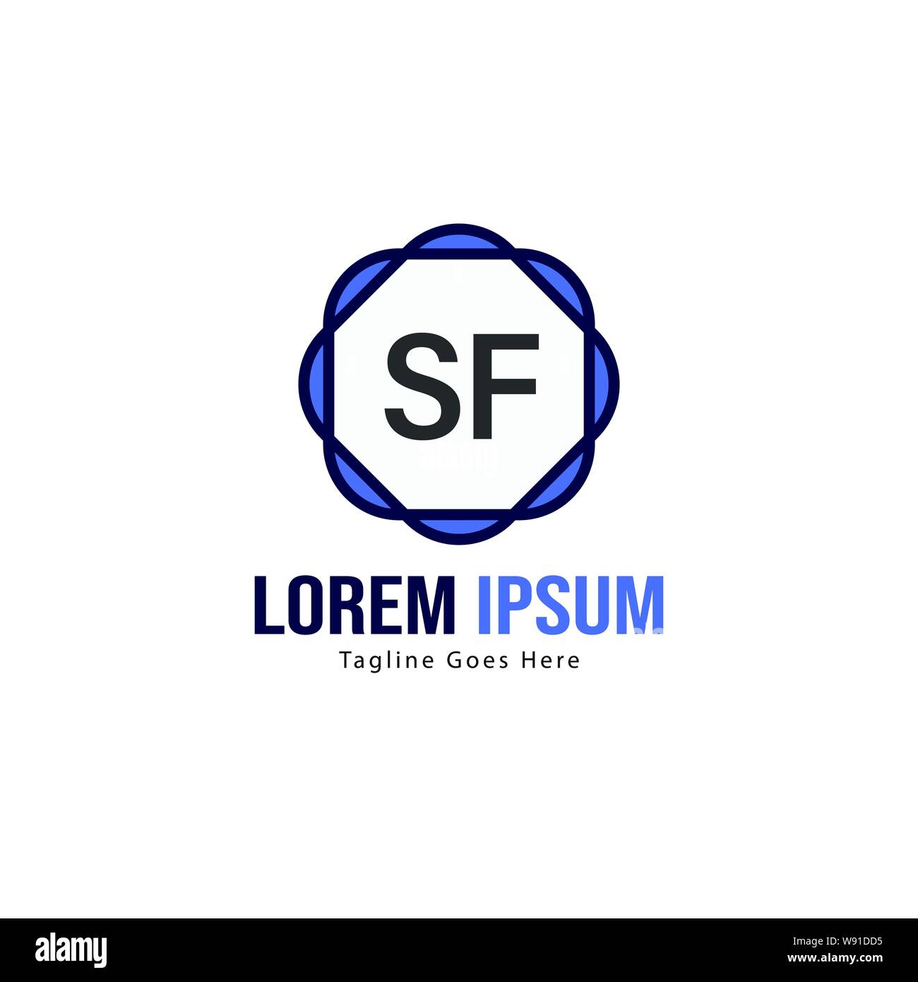 Initial SF logo template with modern frame. Minimalist SF letter logo ...
