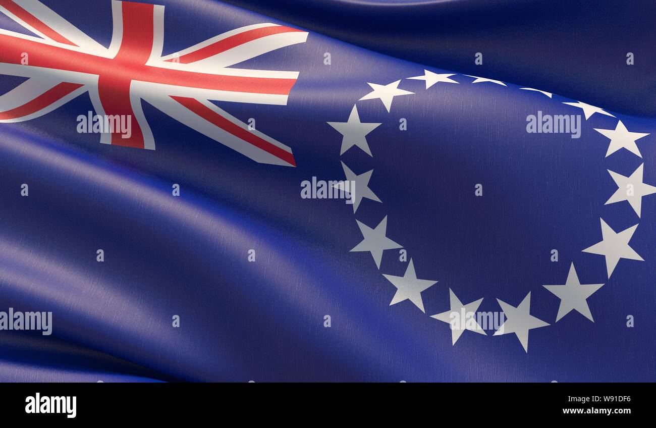 High resolution close-up flag of Cook Islands. 3D illustration Stock ...