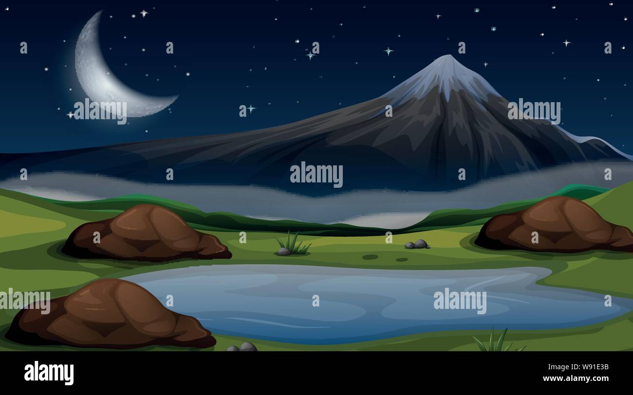 Natural environment scenes landscape illustration Stock Vector Image ...