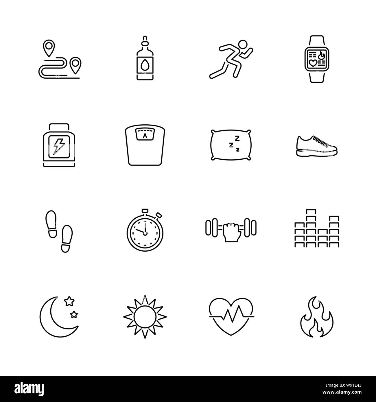 Activity Tracking icons set - Black symbol on white background. Money ...