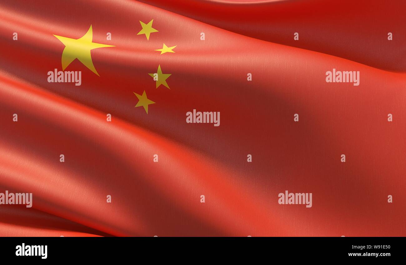High resolution close-up flag of China. 3D illustration Stock Photo - Alamy