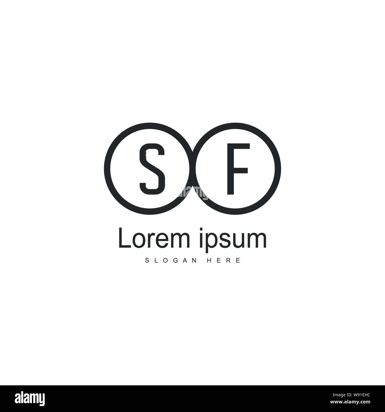 Initial SF logo template with modern frame. Minimalist SF letter logo ...