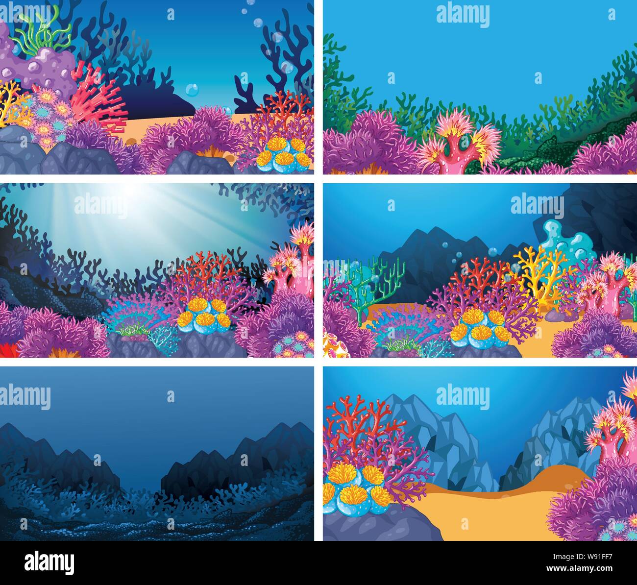 Set of scenes in nature setting illustration Stock Vector Image & Art ...